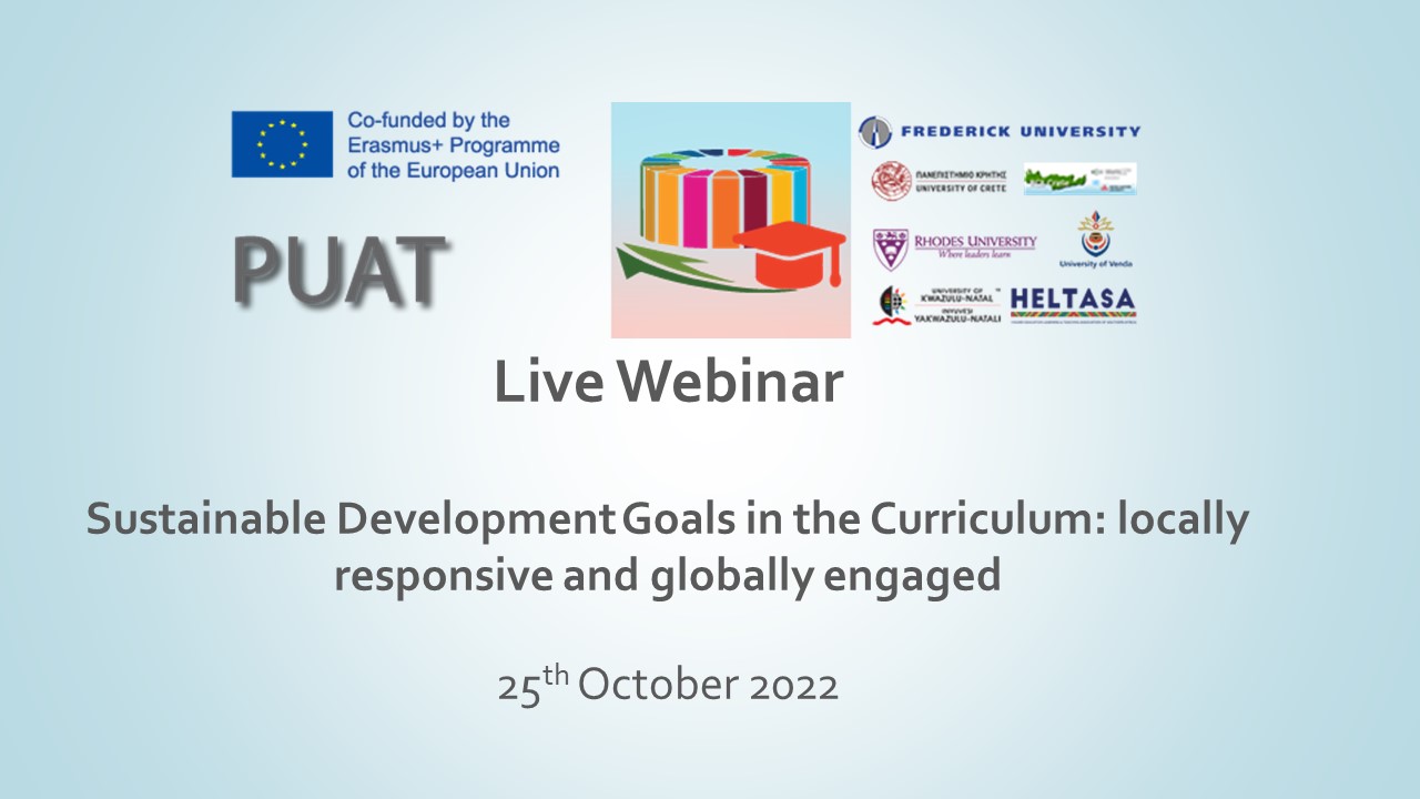 Attend a webinar on Sustainable Development Goals in the Curriculum – PUAT